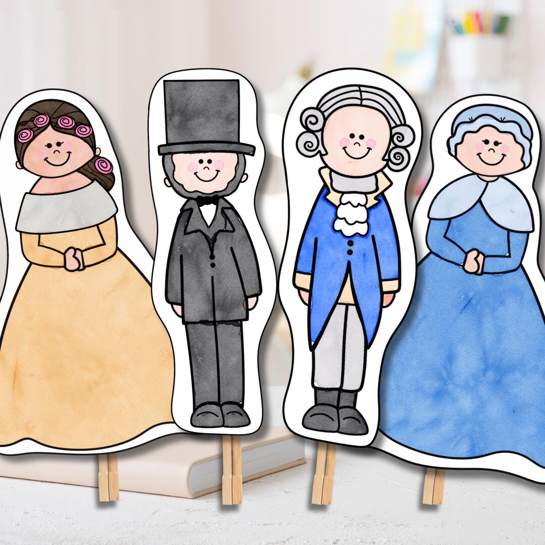 Printable Kindergarten Classroom Presidents Day Stick Puppet Craft ...