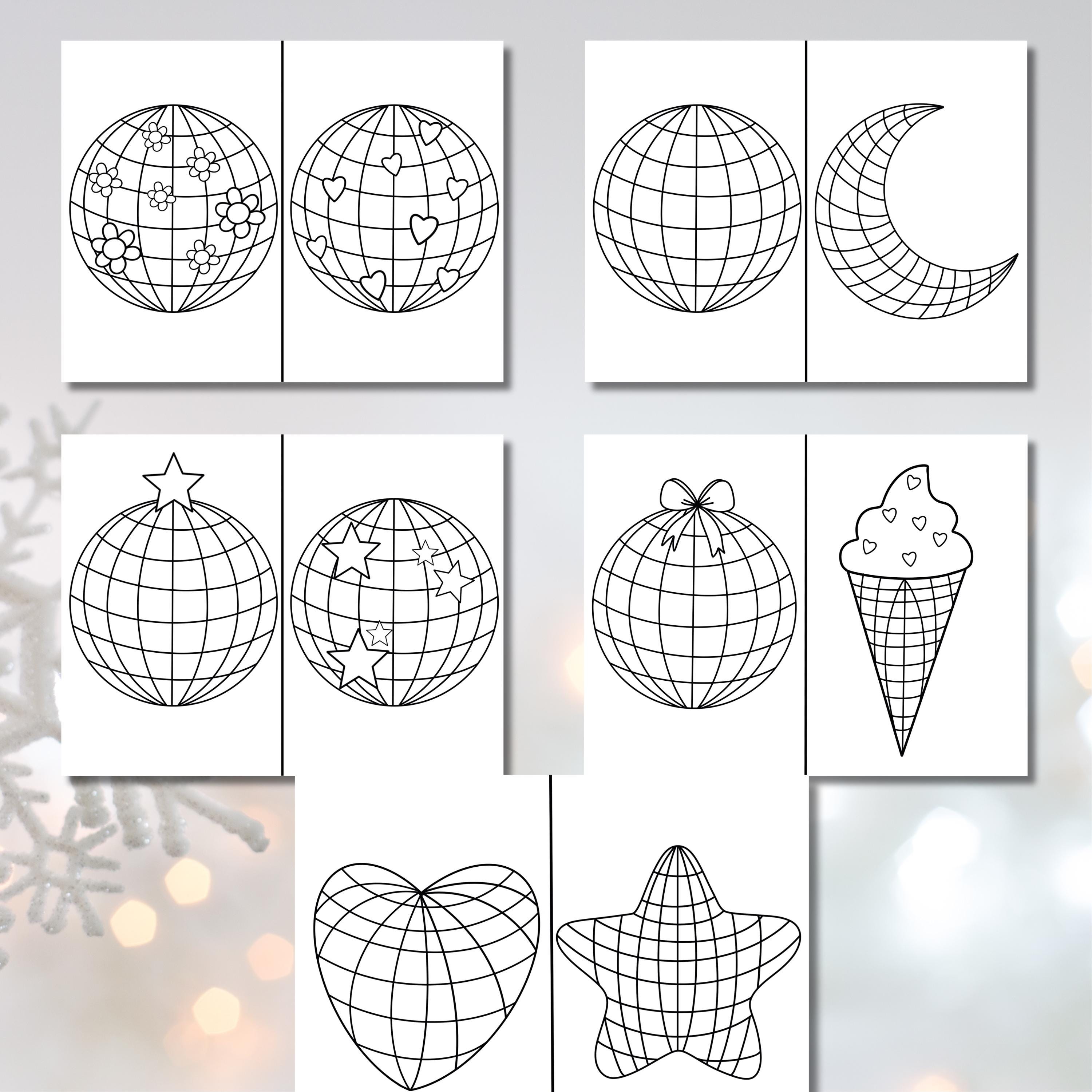 Printable New Years Eve Disco Ball Coloring Stick Craft for Kids | New ...