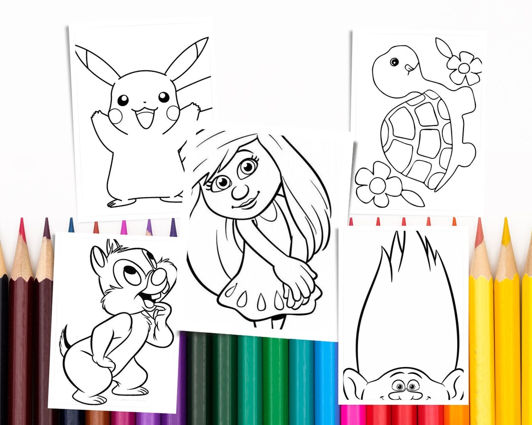 Kids Fun Characters Coloring Pages, Cute Animal Coloring Pages ...