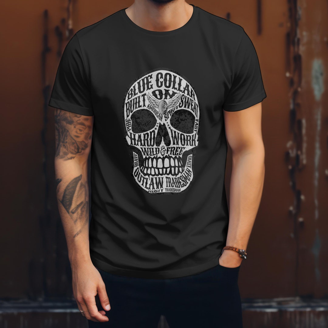 Blue Collar Skull T-shirt | Blue Collar T-shirt | Skull T-shirt - Etsy