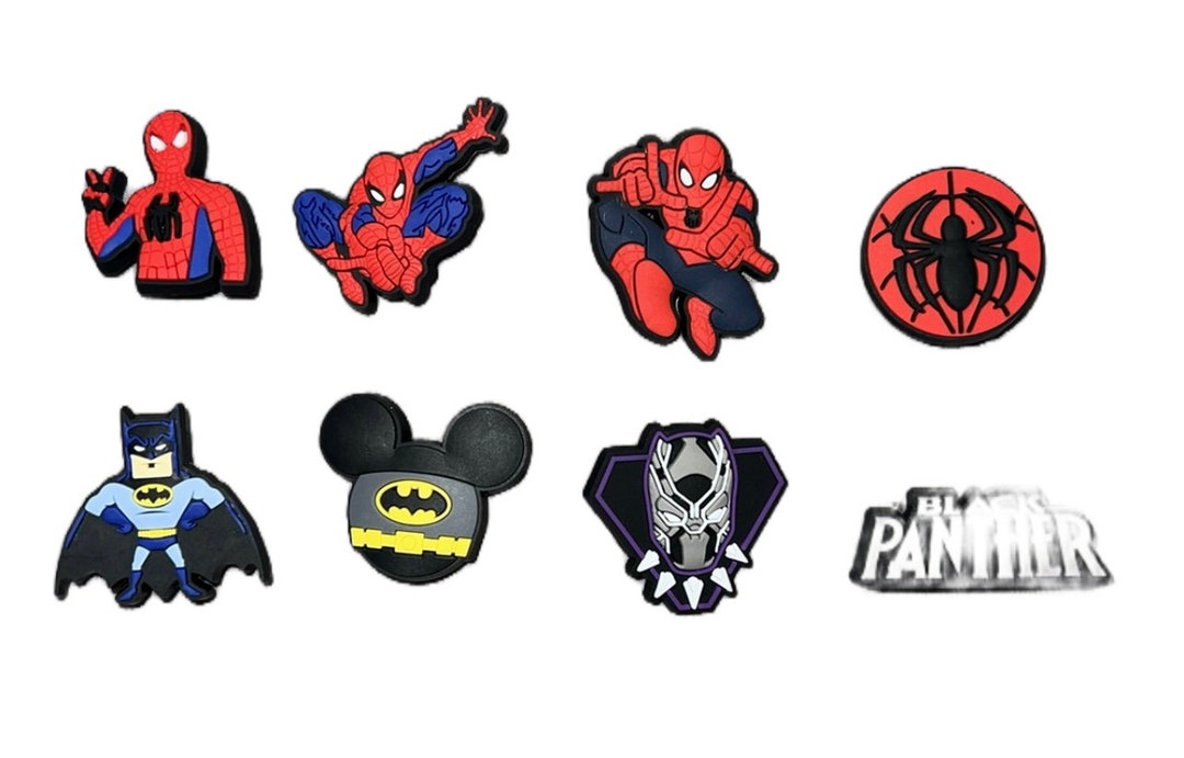 Superhero Croc Charms Spider Man, Batman, Black Panther Shoe Charms ...