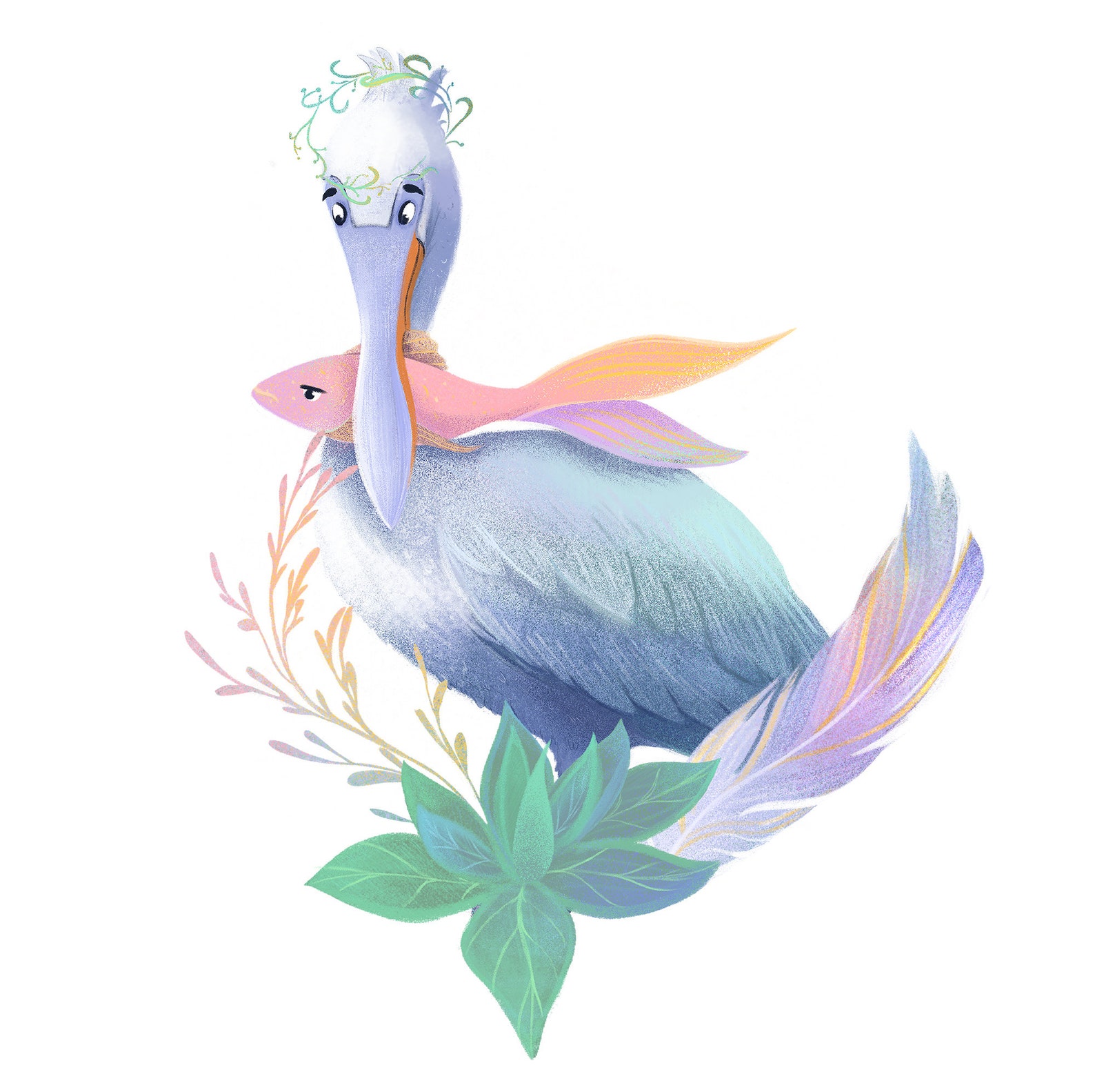 Pelican Clipart Leaves and Frog Clipart Pelican Clipart PNG - Etsy