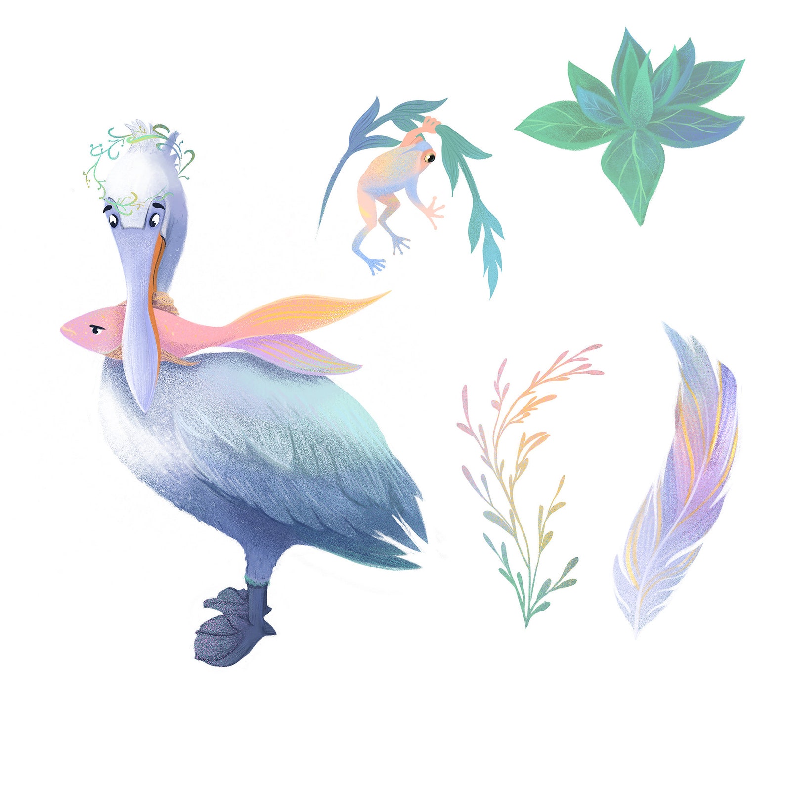 Pelican Clipart, Leaves and Frog Clipart, Pelican Clipart PNG ...