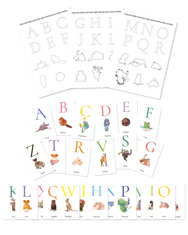 Alphabet With Animals, Animal Alphabet Clipart, Kindergarten Clipart ...