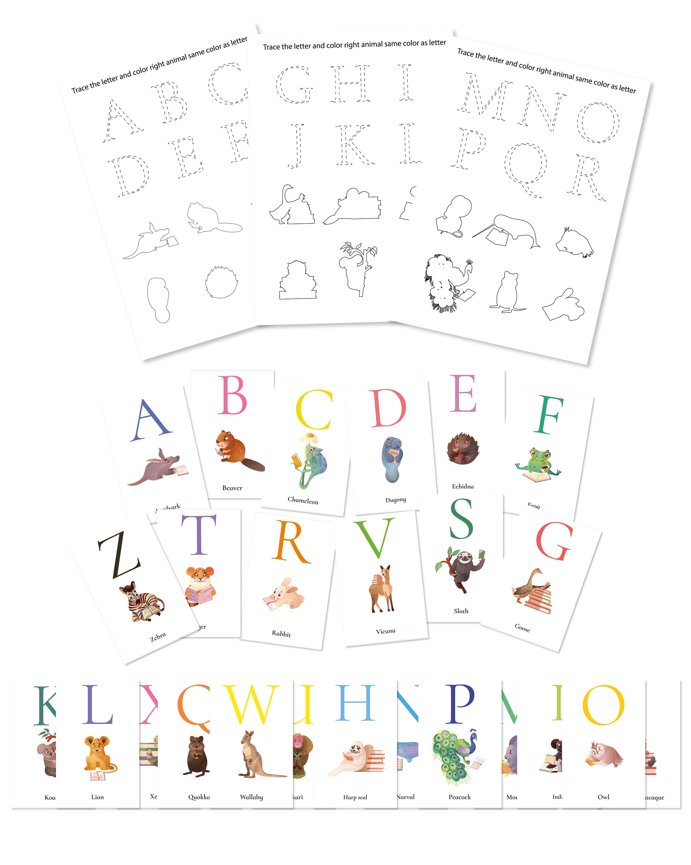 Alphabet With Animals, Animal Alphabet Clipart, Kindergarten Clipart ...