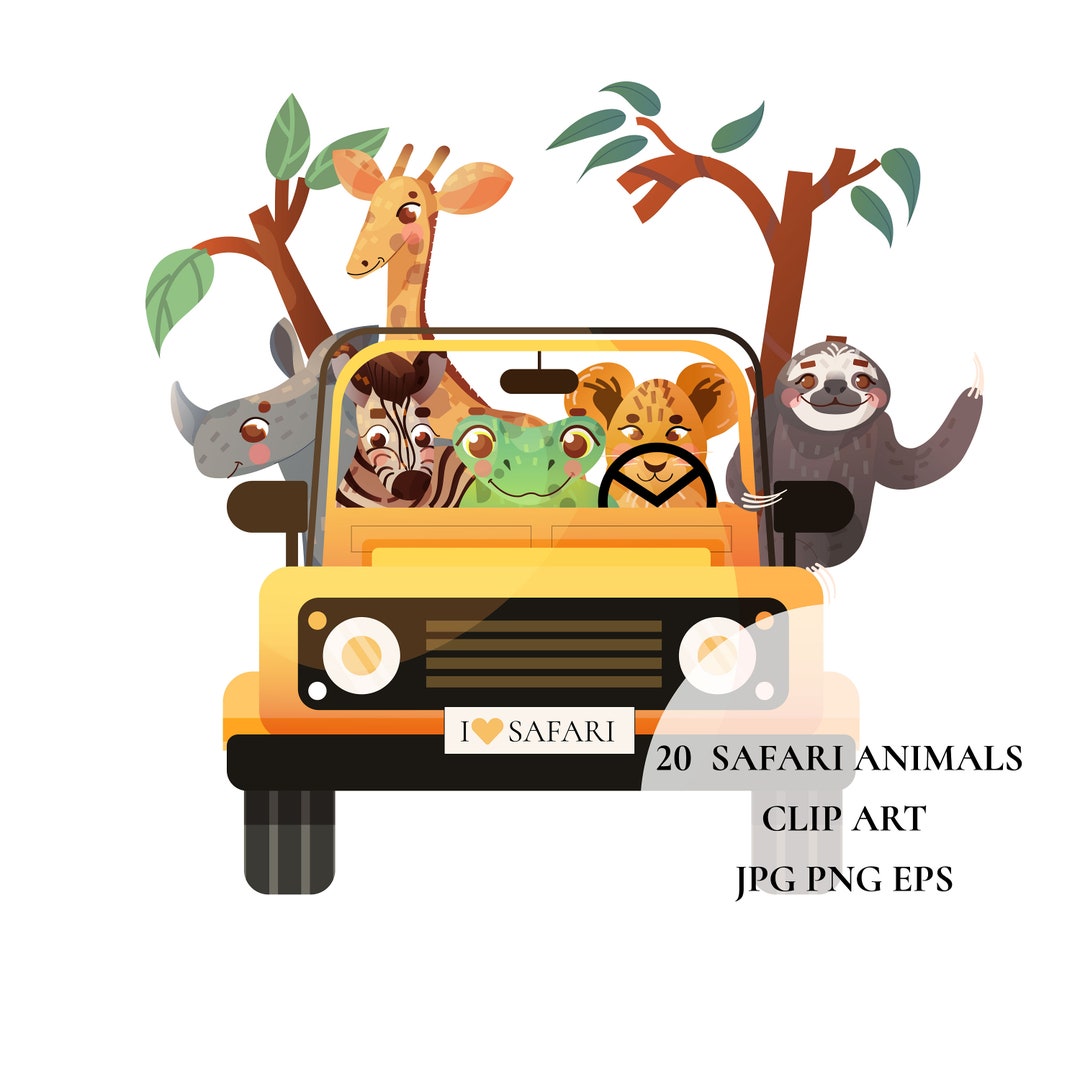 Safari Baby Animals Clipart, Cute Nursery Decor, Lion, Giraffe, Zebra ...