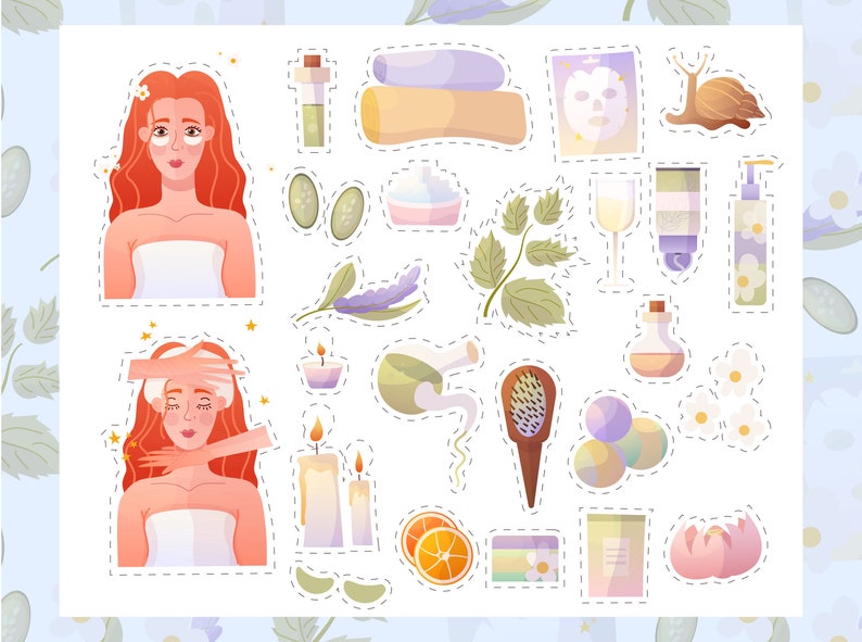 Goodnotes Precropped Self Care Stickers, Spa Clipart, Journal Planner ...