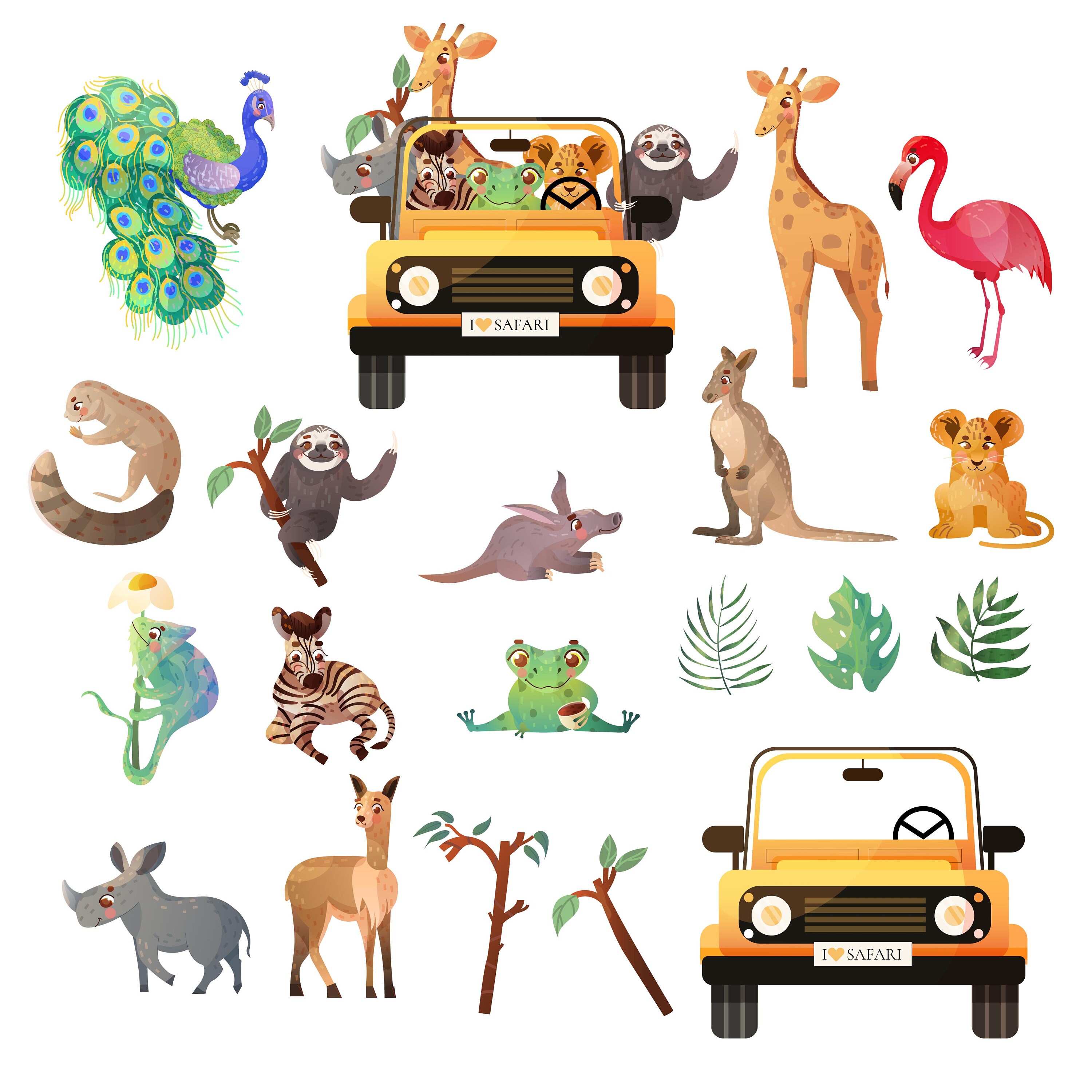 Safari Baby Animals Clipart, Cute Nursery Decor, Lion, Giraffe, Zebra ...