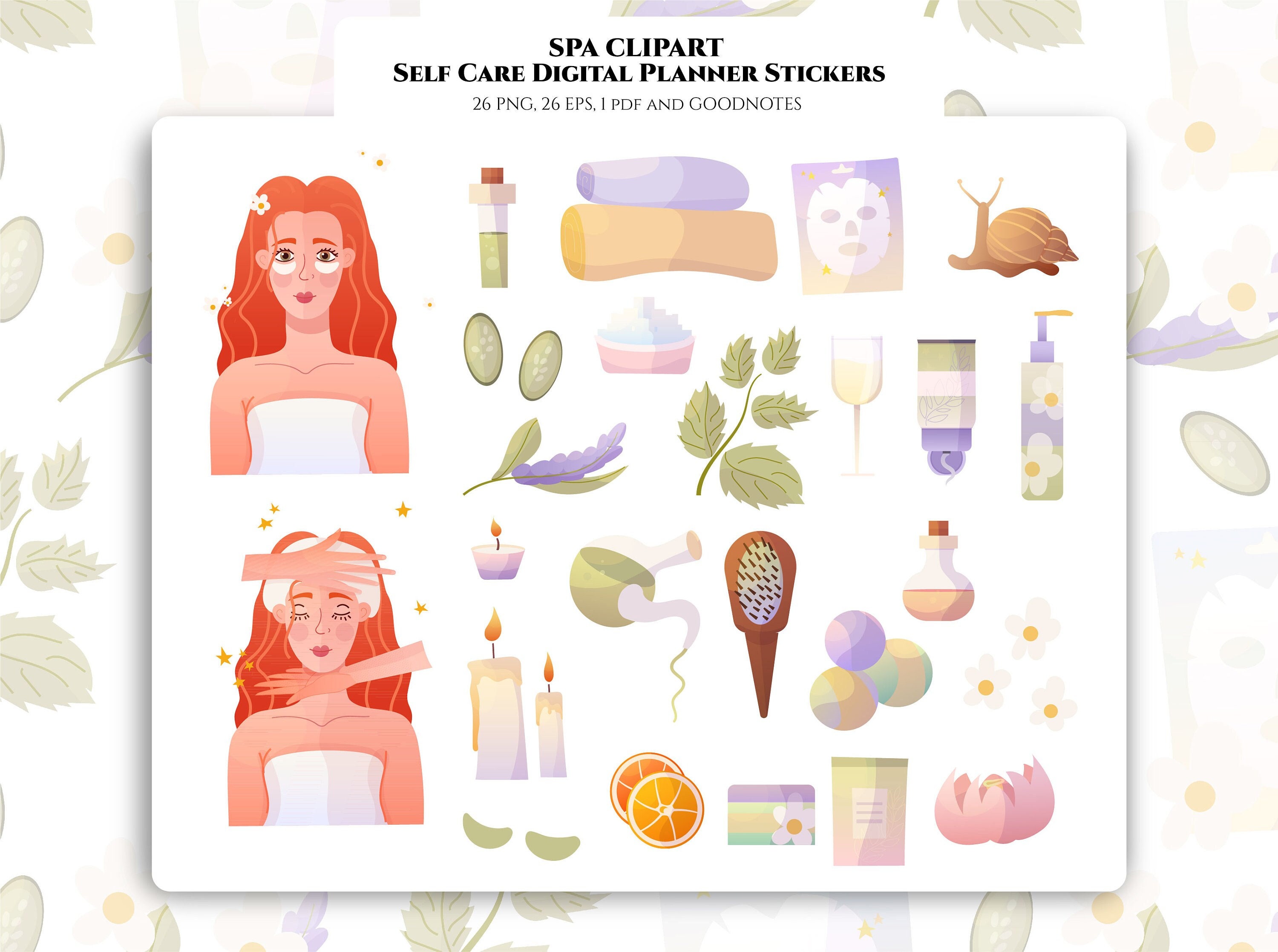 Goodnotes Precropped Self Care Stickers, Spa Clipart, Journal Planner ...