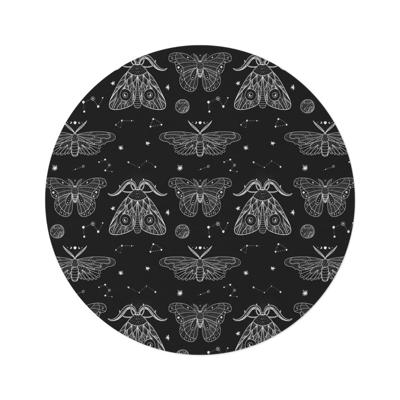 Gothic Moth Round Rug, Spooky Moth Area Rug, Goth Moth Outdoor Carpet ...
