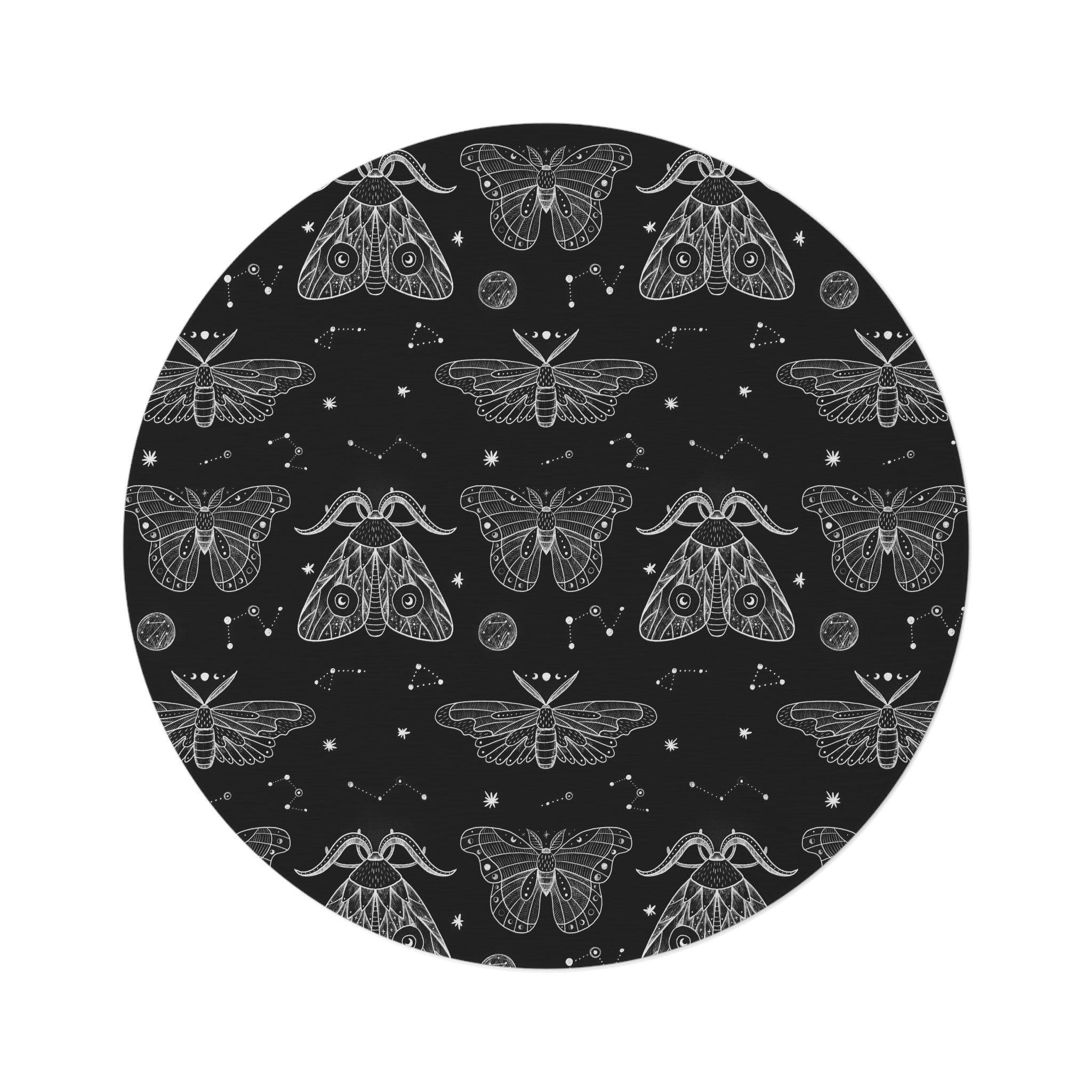 Gothic Moth Round Rug, Spooky Moth Area Rug, Goth Moth Outdoor Carpet ...