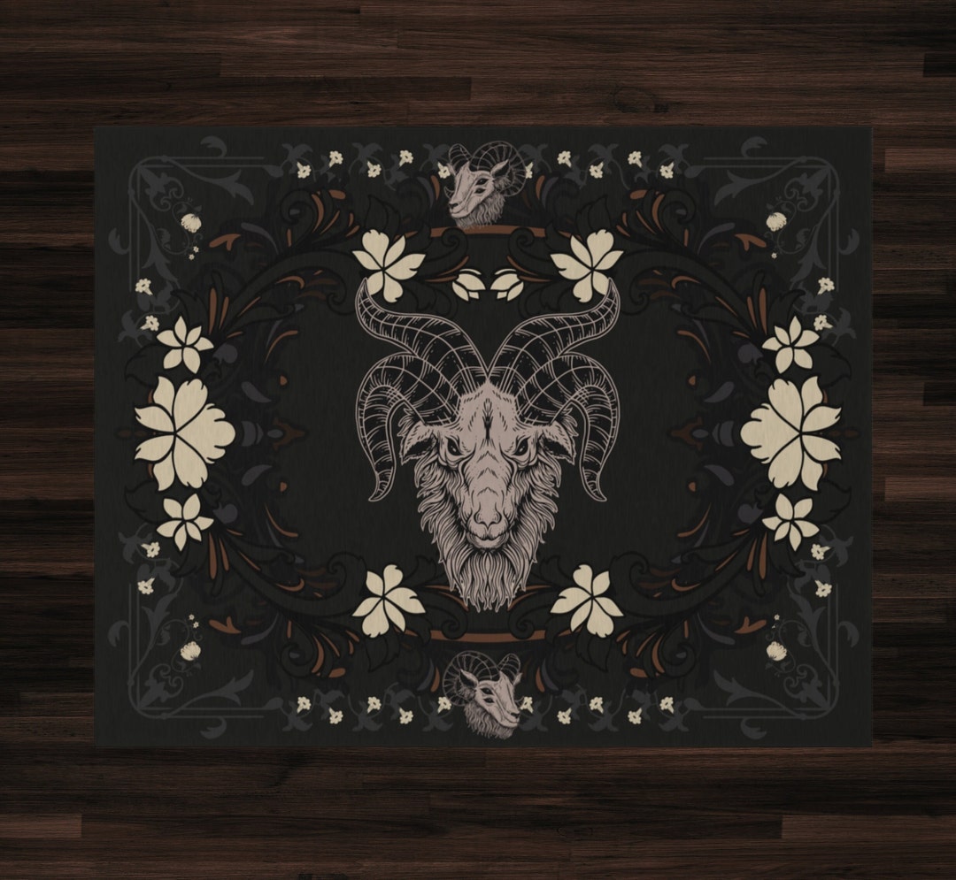 Gothic Baphomet Rug, Elegant Goth Area Rug, Satanic Goat, Cottagegore ...