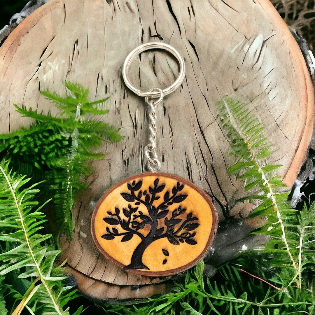 Tree of Life Handmade and Natural One-of-a-kind Laser Engraved Keychain ...