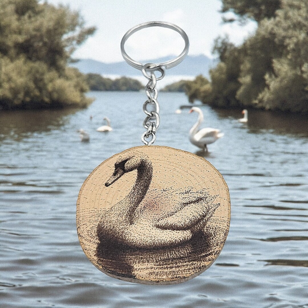 The Swan Handmade and Natural Unique Laser Engraved Wooden Keychain - Etsy
