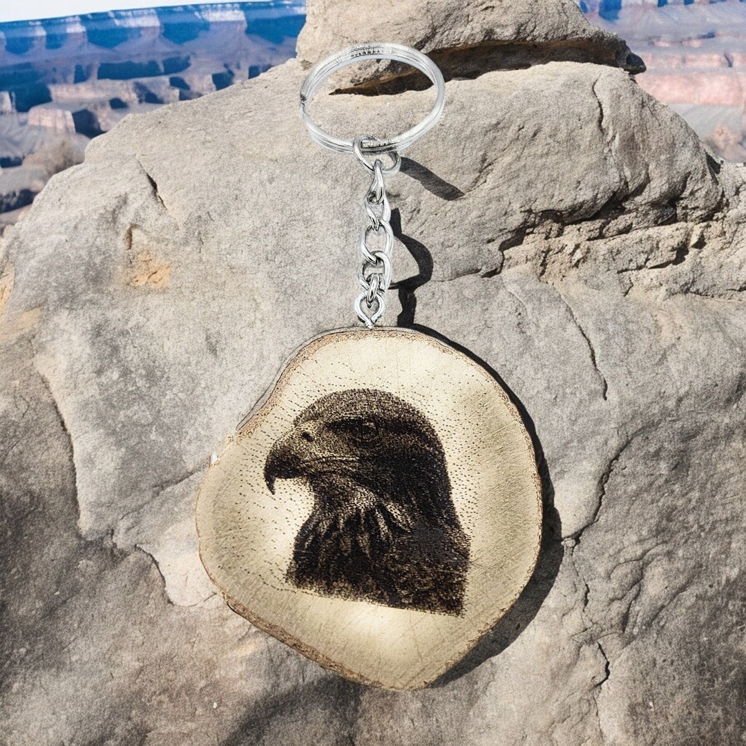 The Buzzard Handmade and Natural Unique Laser Engraved Wooden Keychain ...