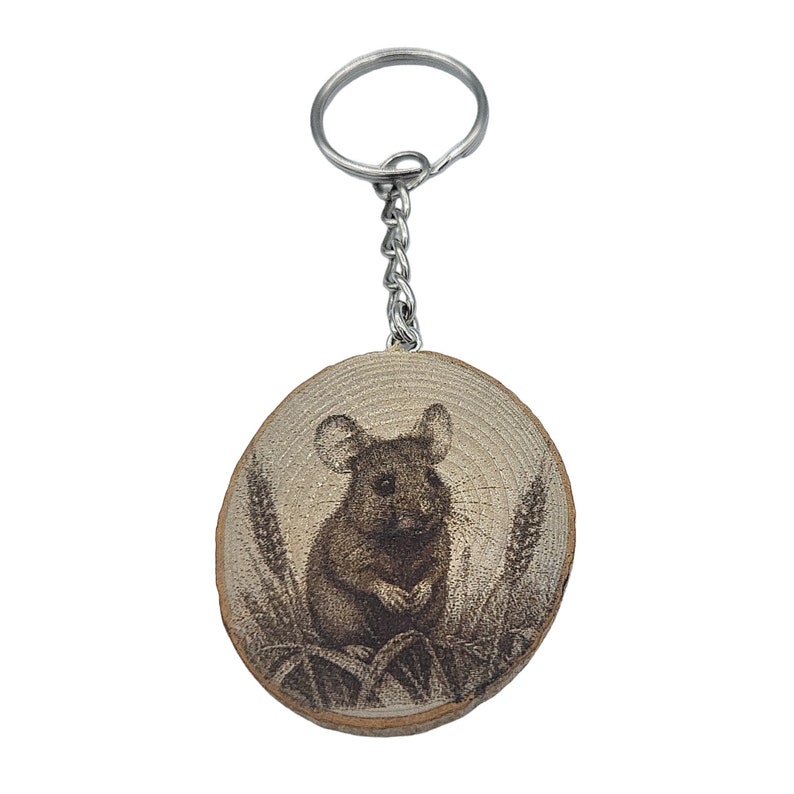 Field Mouse Handmade and Natural Unique Laser Engraved Wooden Keychain ...