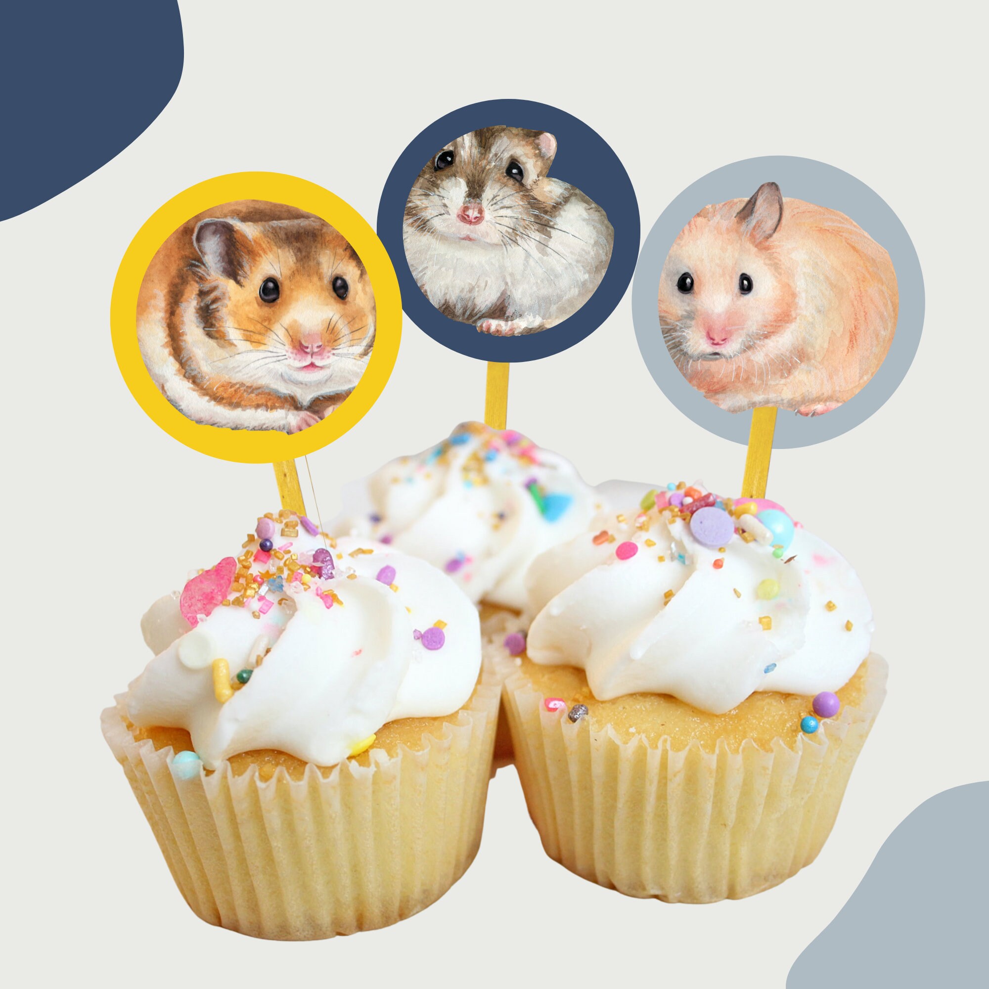 Hamster Theme Birthday Party Cupcake Kids Cupcake Toppers Digital ...