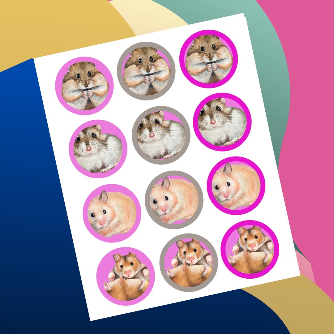 Printable Hamster Theme Party Cupcake Toppers Purple and Grey - Etsy