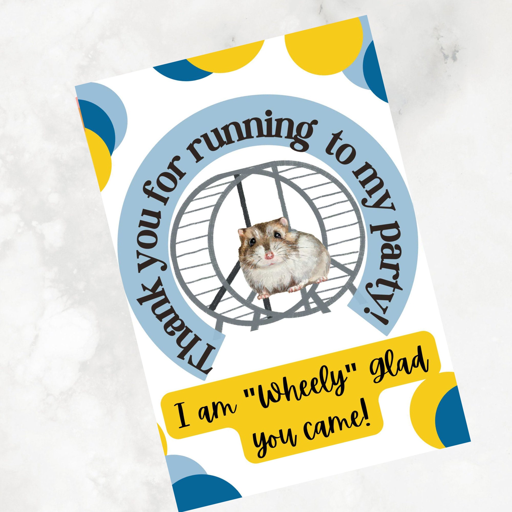 Hamster Birthday Thank You Sign Decor Kids Party Theme Blue Gold ...