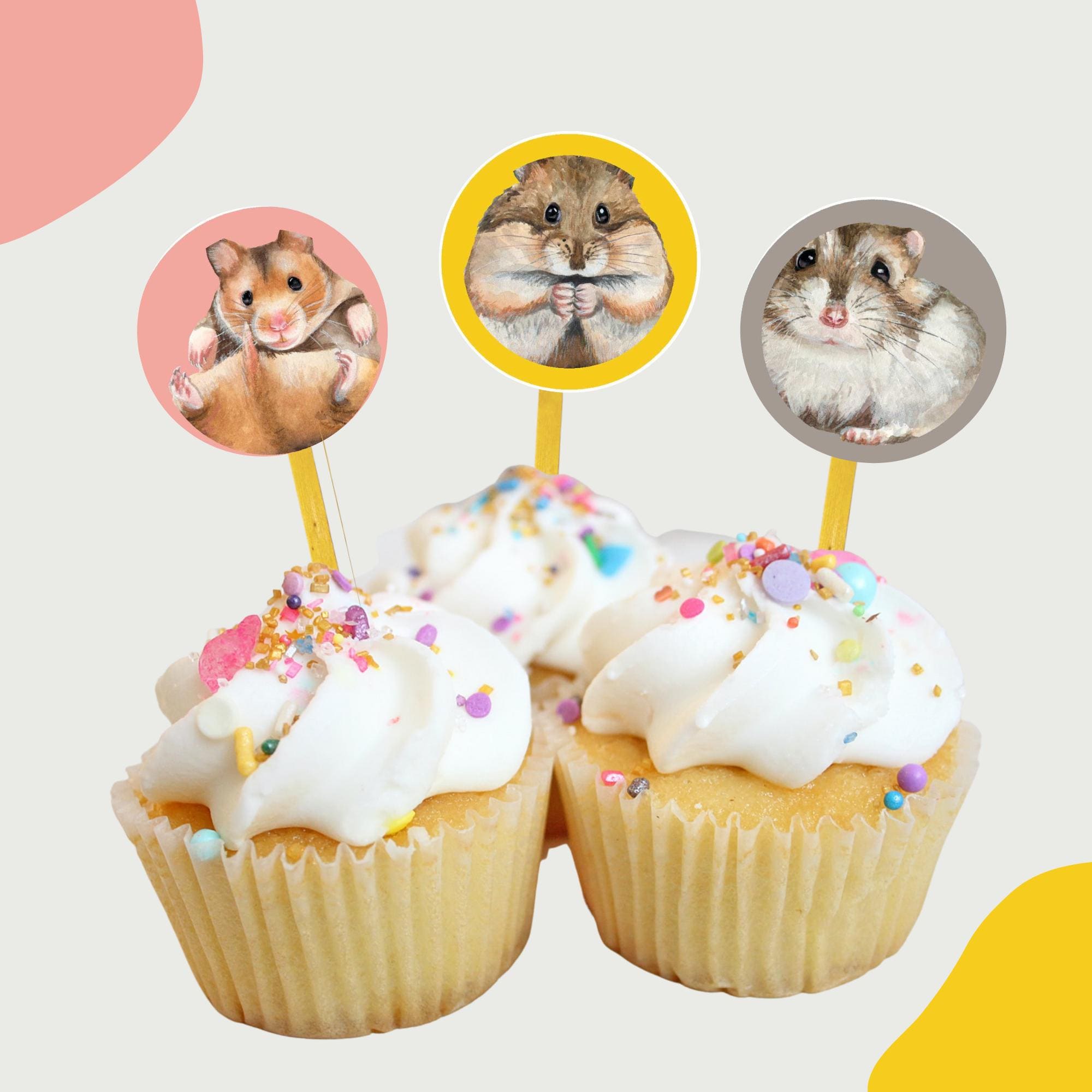 Printable Hamster Theme Party Cupcake Toppers Green and Blue Cut and ...