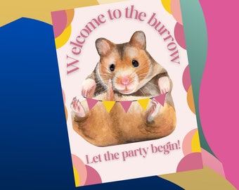 Hamster Birthday Thank You Sign Decor Kids Party Theme Pink Yellow ...