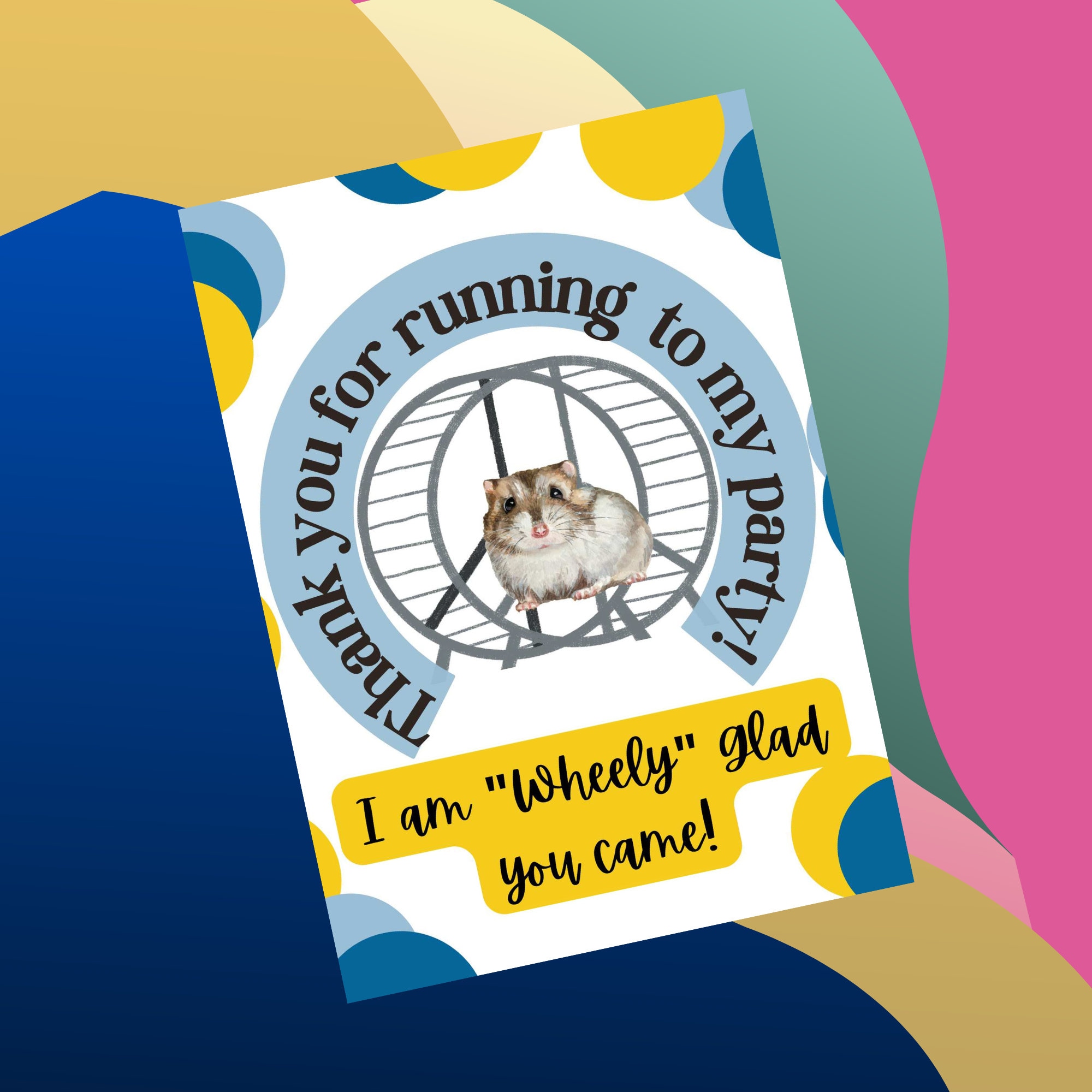 Hamster Birthday Thank You Sign Decor Kids Party Theme Blue Gold ...