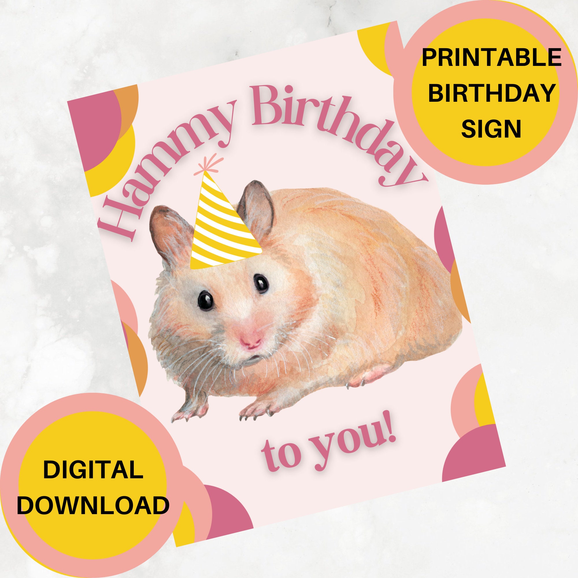 Hamster Theme Birthday Party Welcome Sign Digital Download Pink and ...