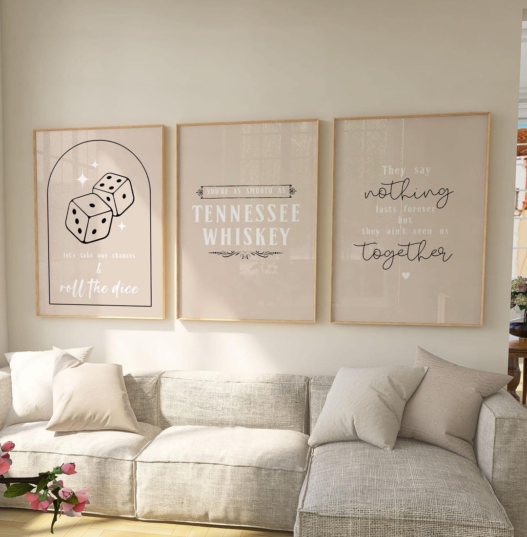 Set of 3 Luke Combs Inspired Prints, Tennessee Whiskey, Contemporary ...