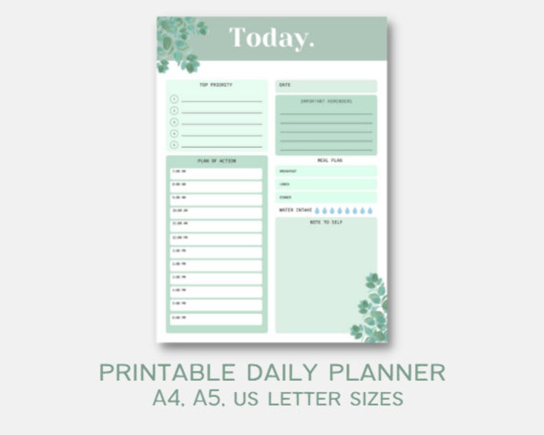Printable Daily Planner, Printable Pdf, Simple Productivity Planner ...