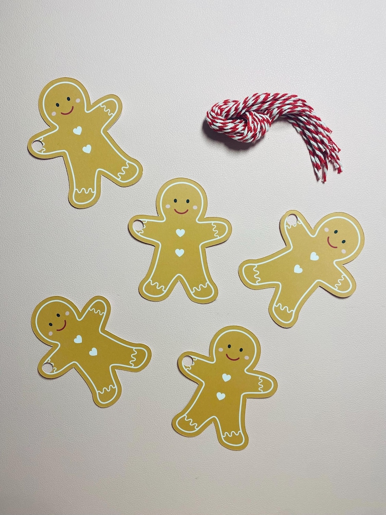 Gingerbread Man Christmas Gift Tags – 10 Pack With Red & White Twine ...