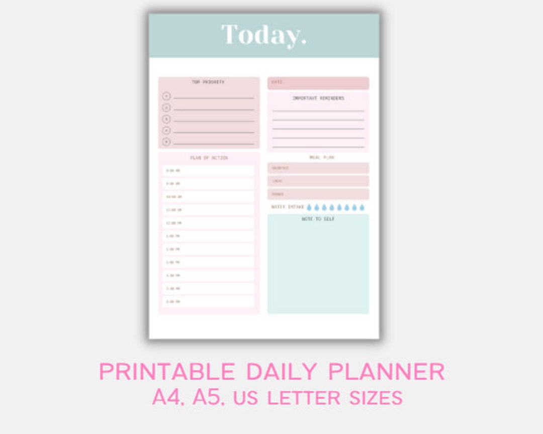 Printable Daily Planner, Printable Pdf, Simple Productivity Planner ...
