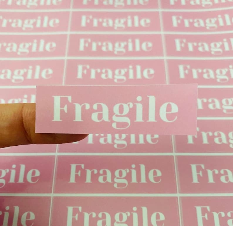 Pink Fragile Stickers, Handle With Care Labels, Small Business ...