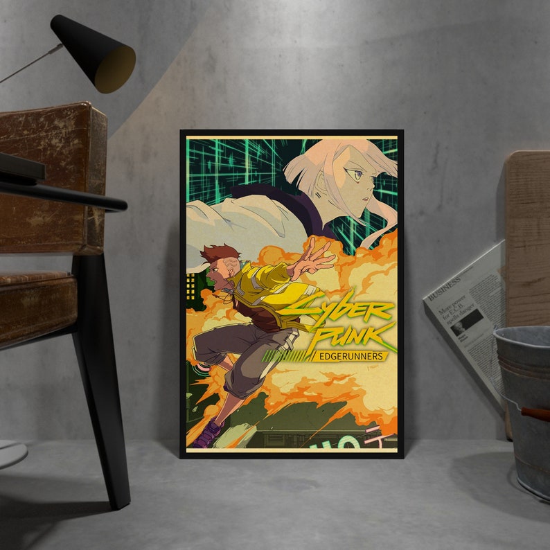 Cyberpunk Edgerunner Retro Poster, Kraft Paper Print, Movie Wall Art ...