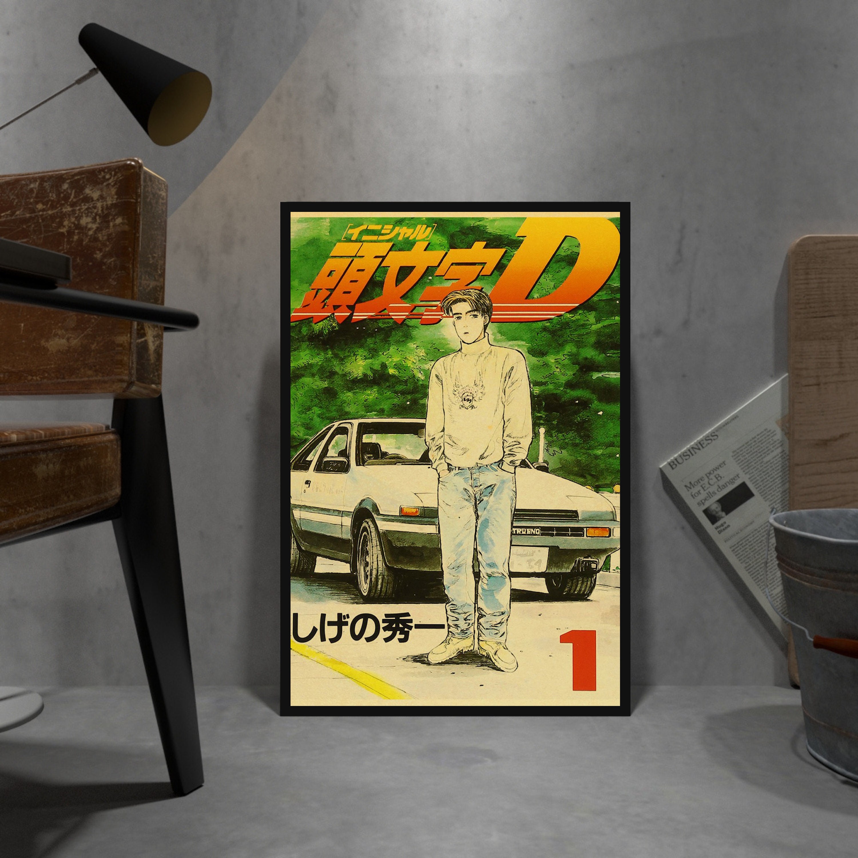 Initial D Anime Retro Poster, Kraft Paper Print, Movie Wall Art Gift ...