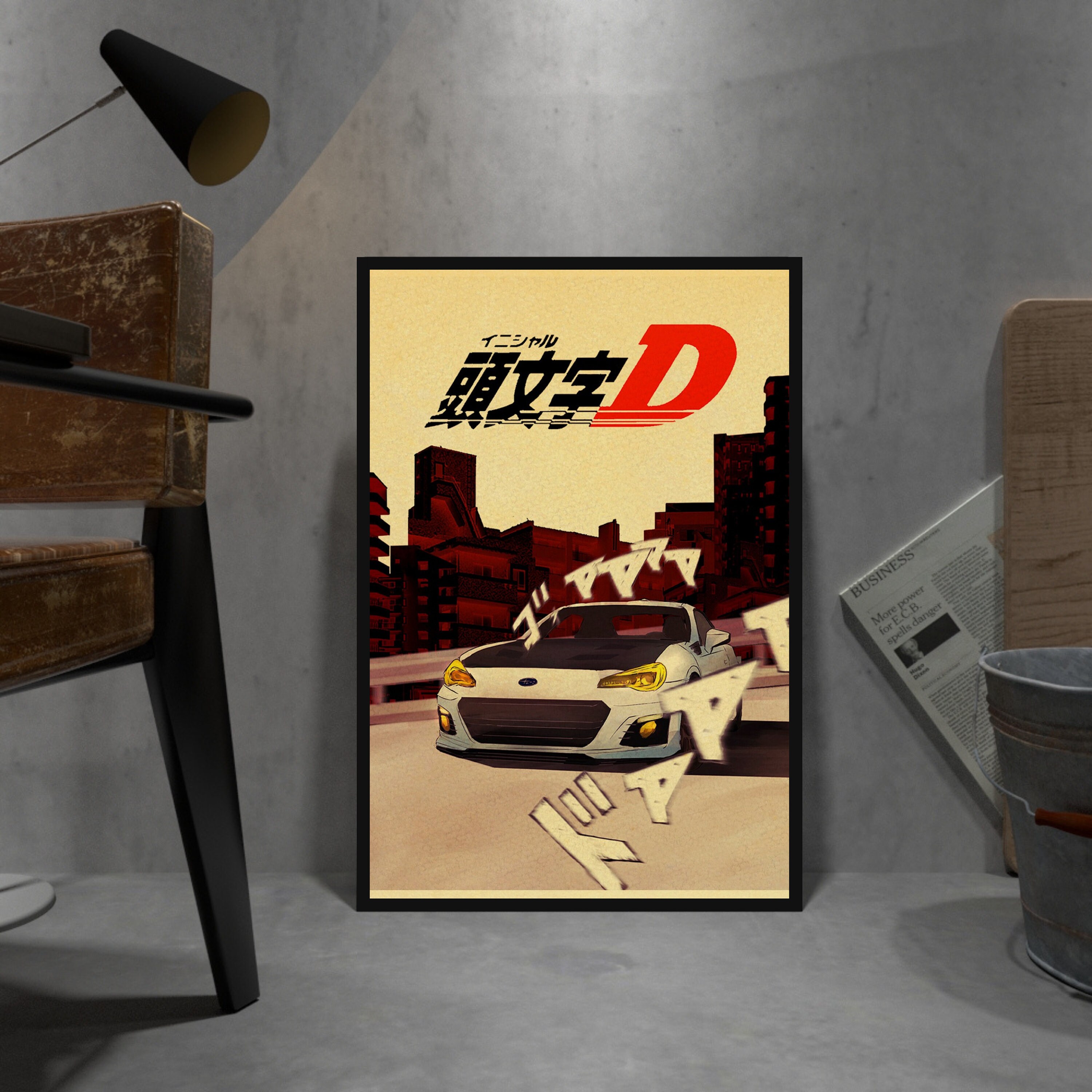 Initial D Anime Retro Poster, Kraft Paper Print, Movie Wall Art Gift ...