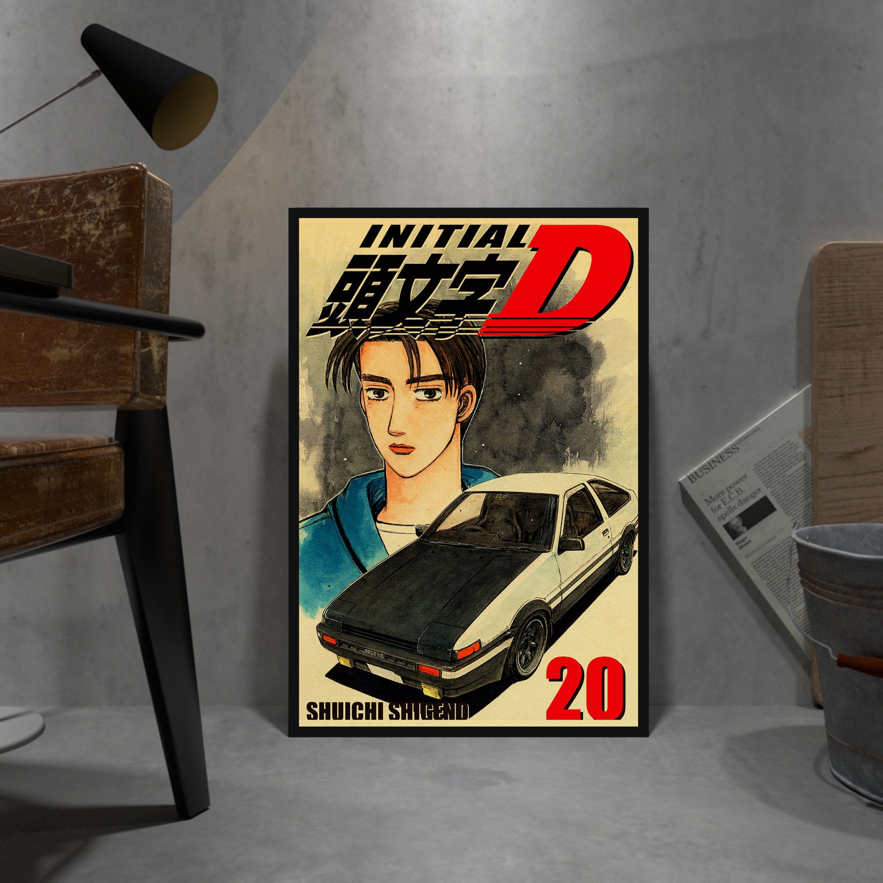 Initial D Anime Retro Poster, Kraft Paper Print, Movie Wall Art Gift ...