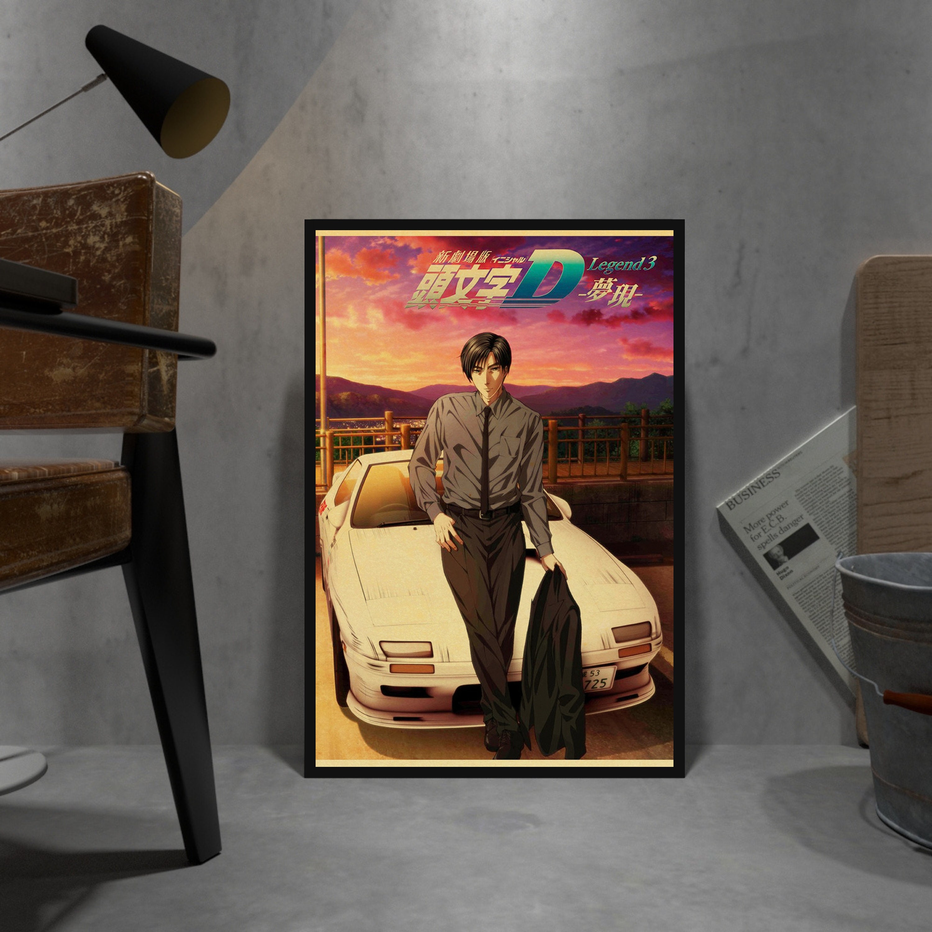 Initial D Anime Retro Poster, Kraft Paper Print, Movie Wall Art Gift ...