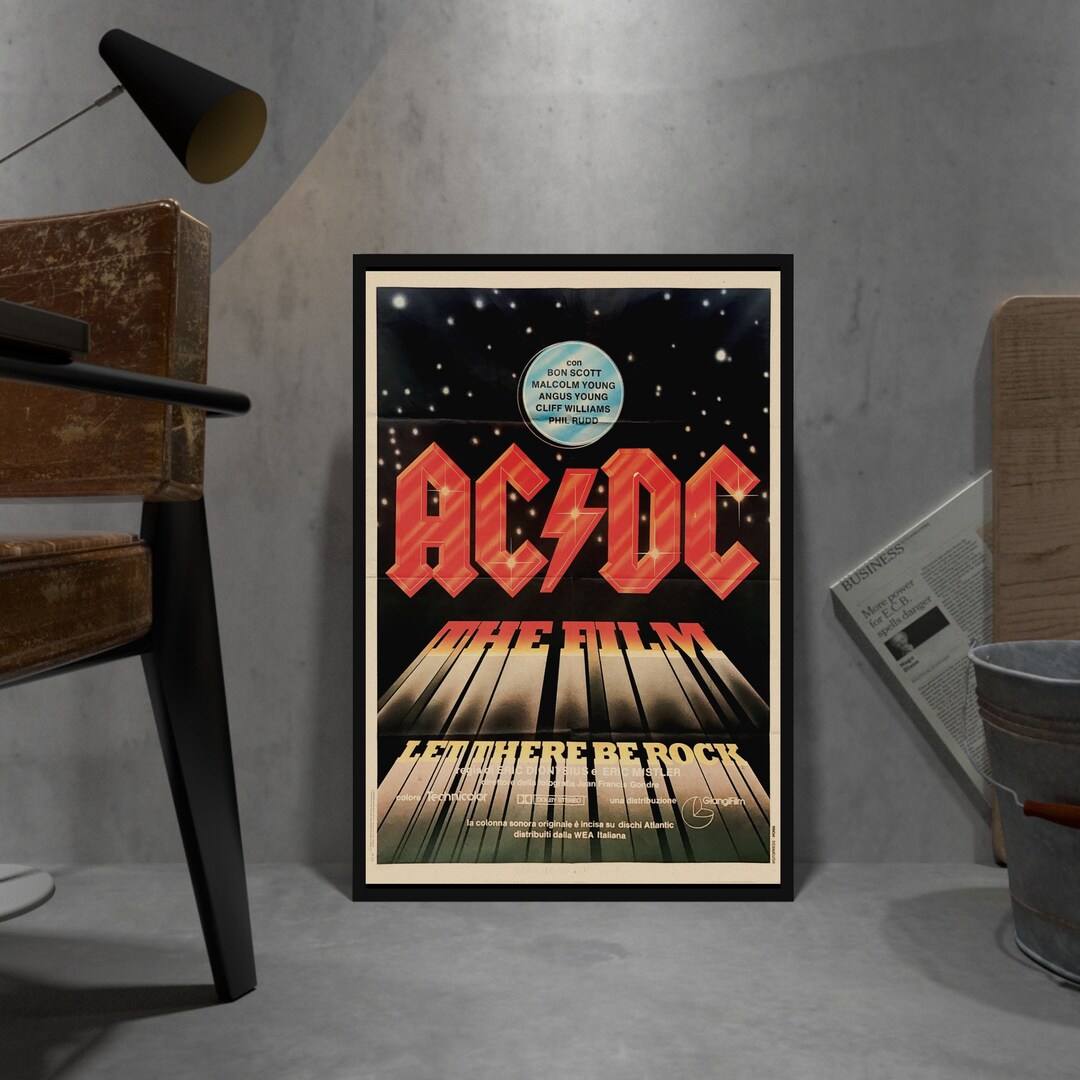 AC/DC Retro Poster, Kraft Paper Print, Movie Wall Art Gift, Anime Wall ...
