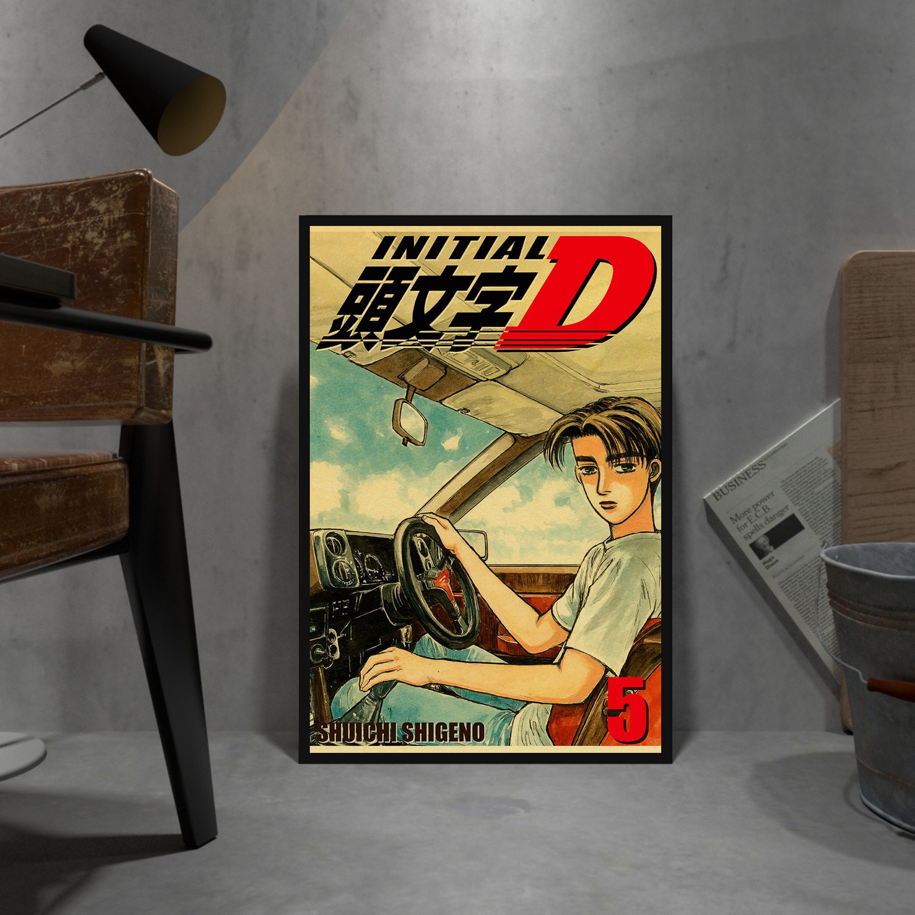 Initial D Anime Retro Poster, Kraft Paper Print, Movie Wall Art Gift ...