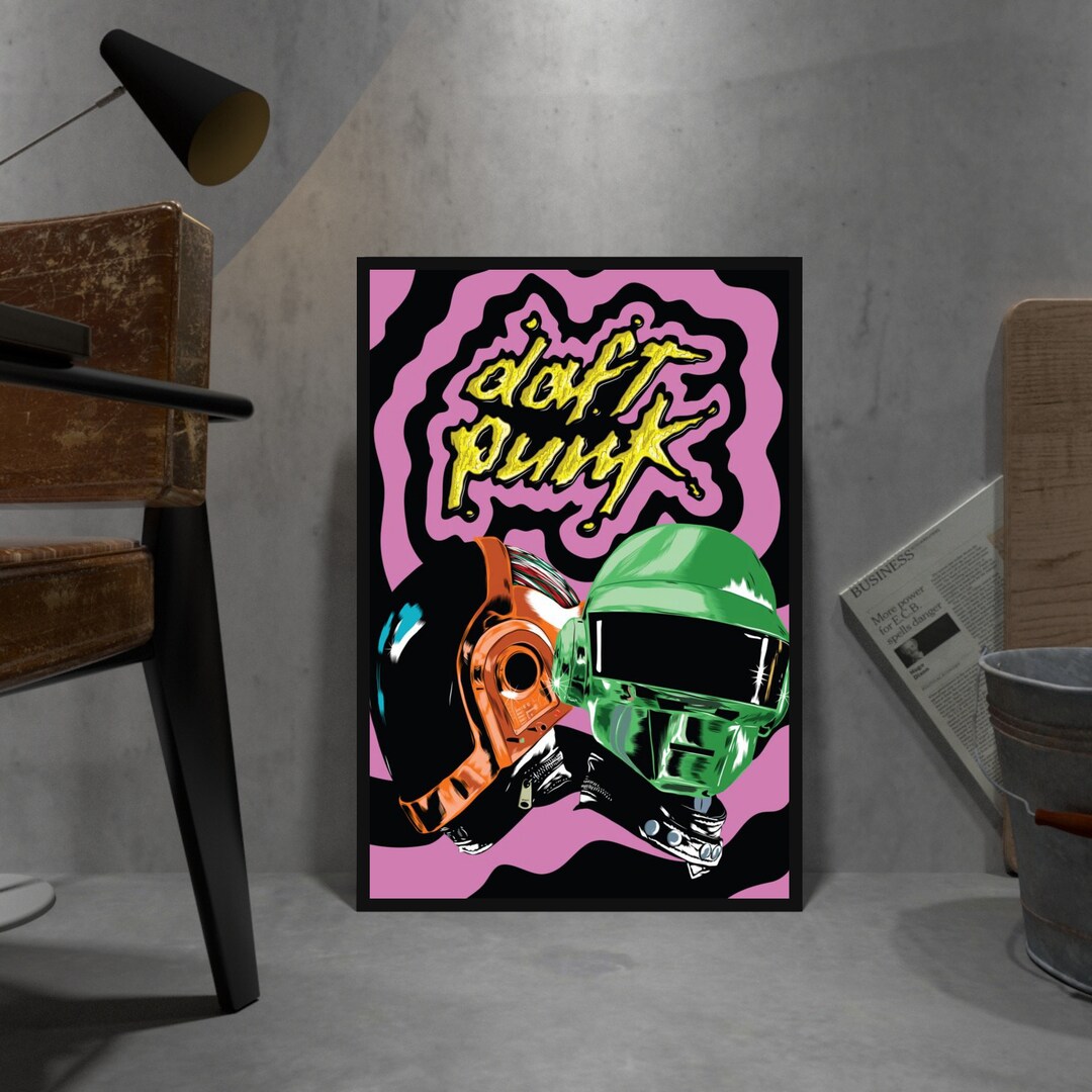 Daft Punk Retro Poster, Kraft Paper Print, Movie Wall Art Gift, Anime ...