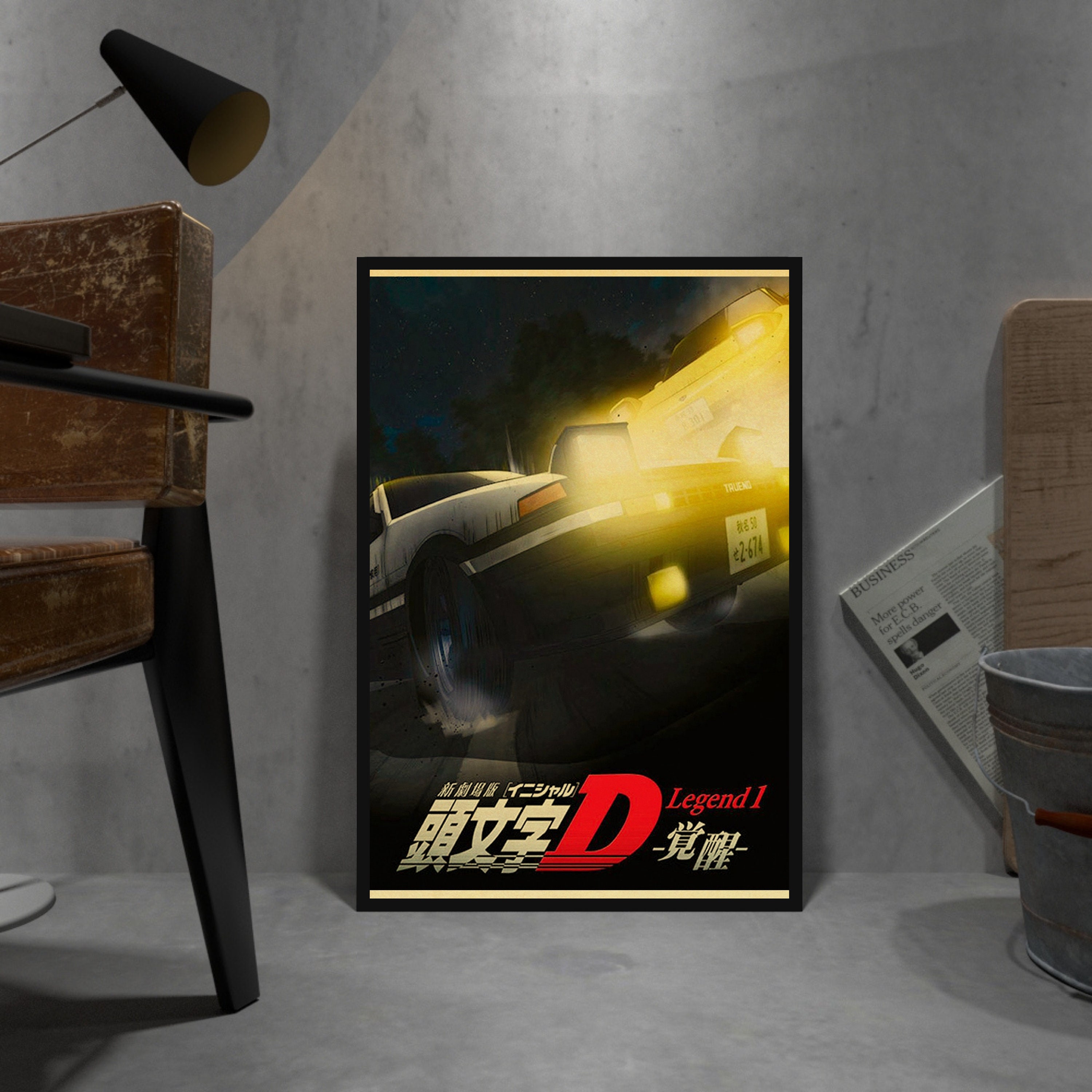 Initial D Anime Retro Poster, Kraft Paper Print, Movie Wall Art Gift ...