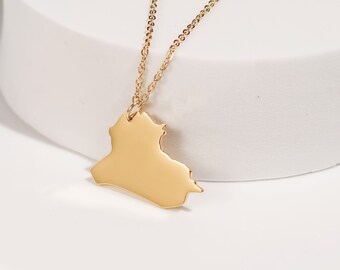 Republic of Iraq Map and Flag Pendant Necklace With Gift Pouch - Etsy