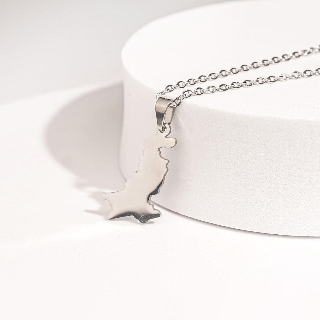 Pakistan Map Pendant Necklace | Silver - Etsy