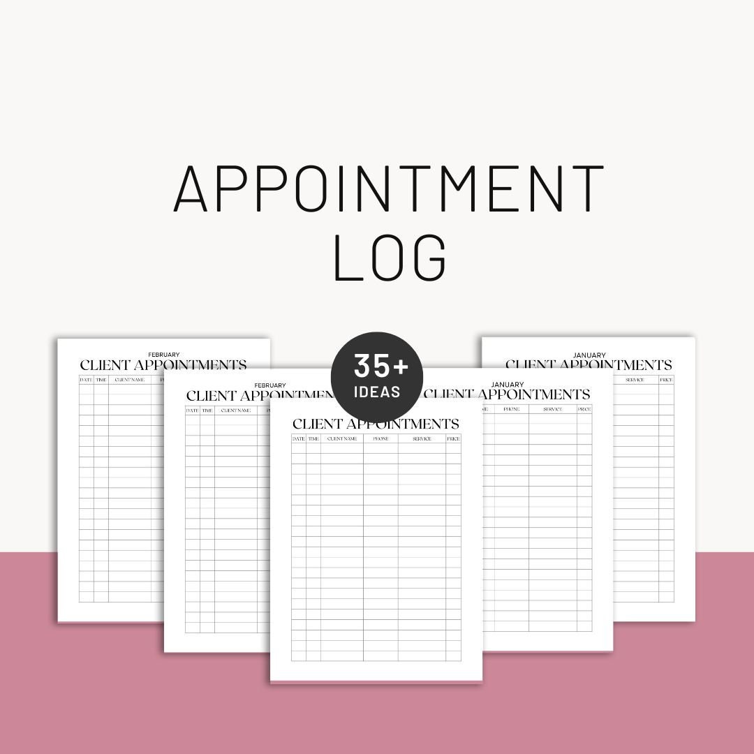 Client Appointment Tracking Printable, Business Appointment Log, PDF A4, Client Appointment Log ...
