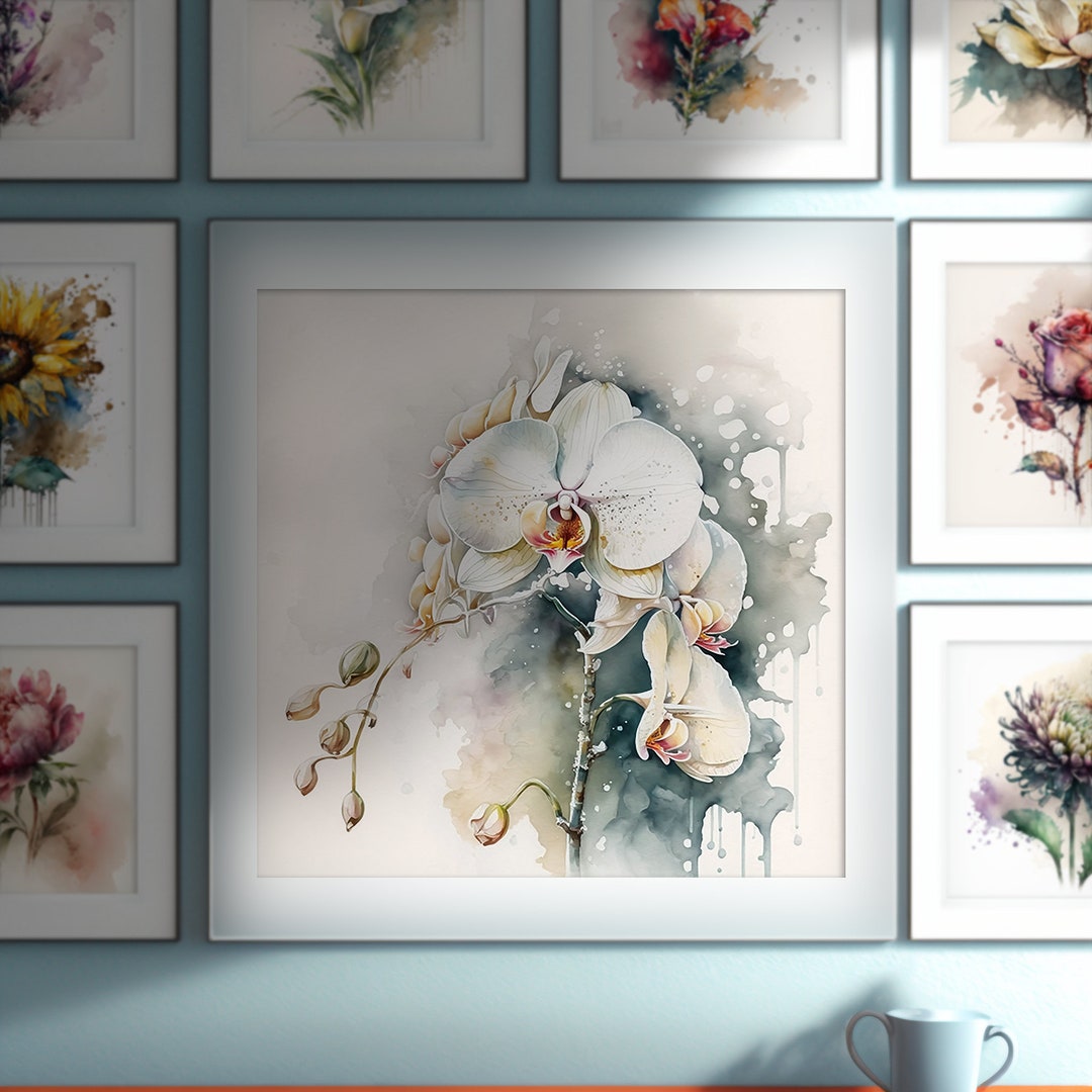Orchid Printable Wall Art, Floral Wall Decor, Watercolor Orchid ...