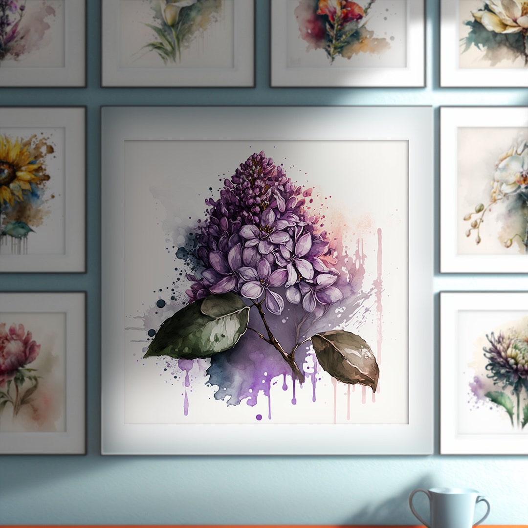 Lilac Printable Wall Art, Floral Wall Decor, Watercolor Lilac Painting ...