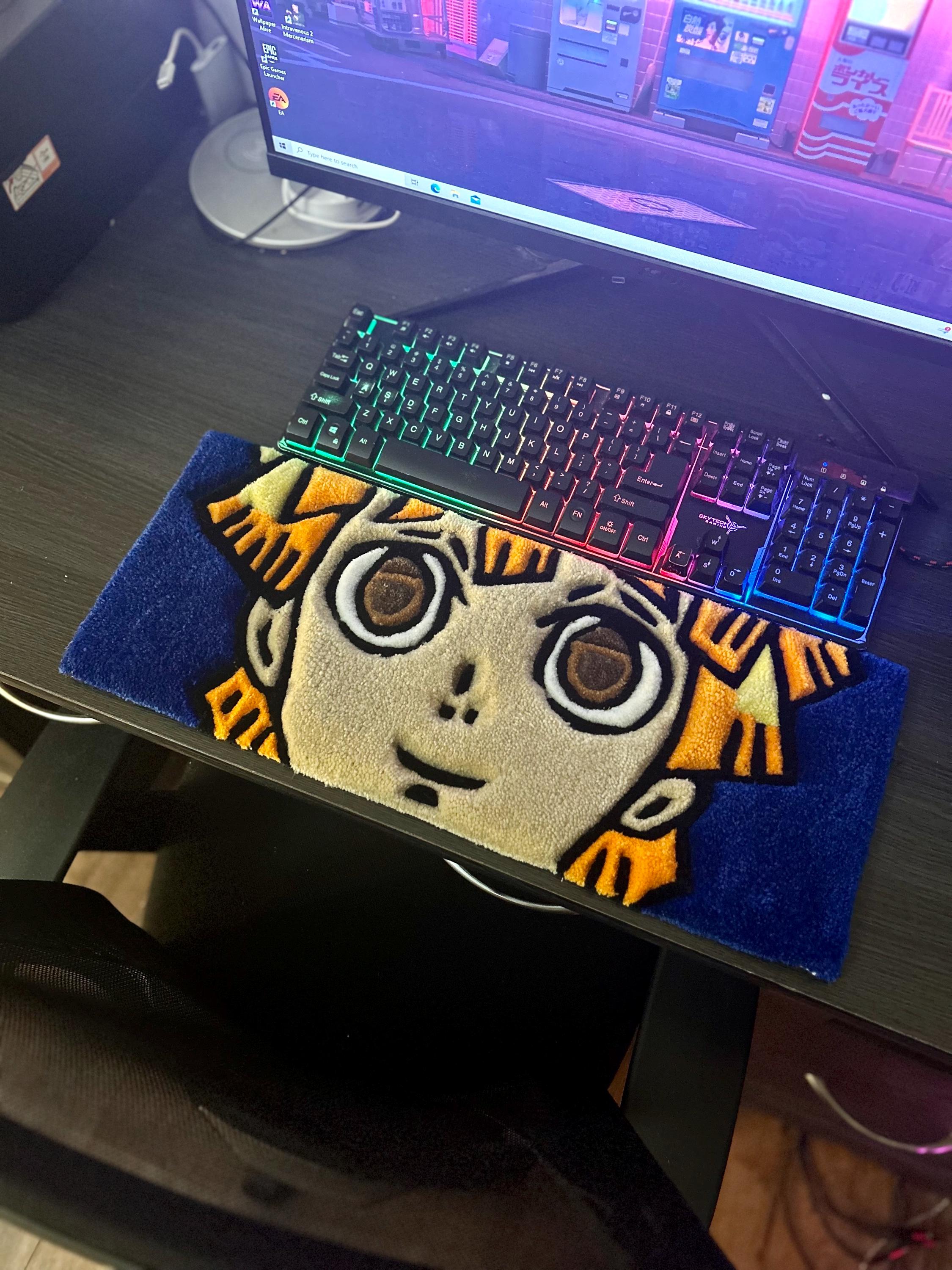 Handmade Tufted Zenitsu Demon Slayer Keyboard Rug - Etsy