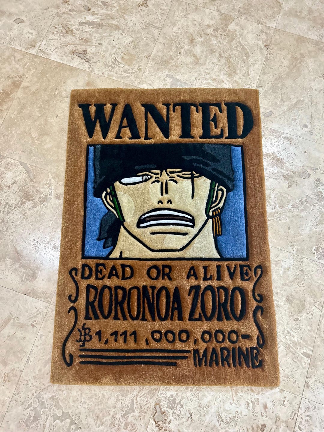 Handmade Tufted Zoro Wanted Bounty Rug - Etsy