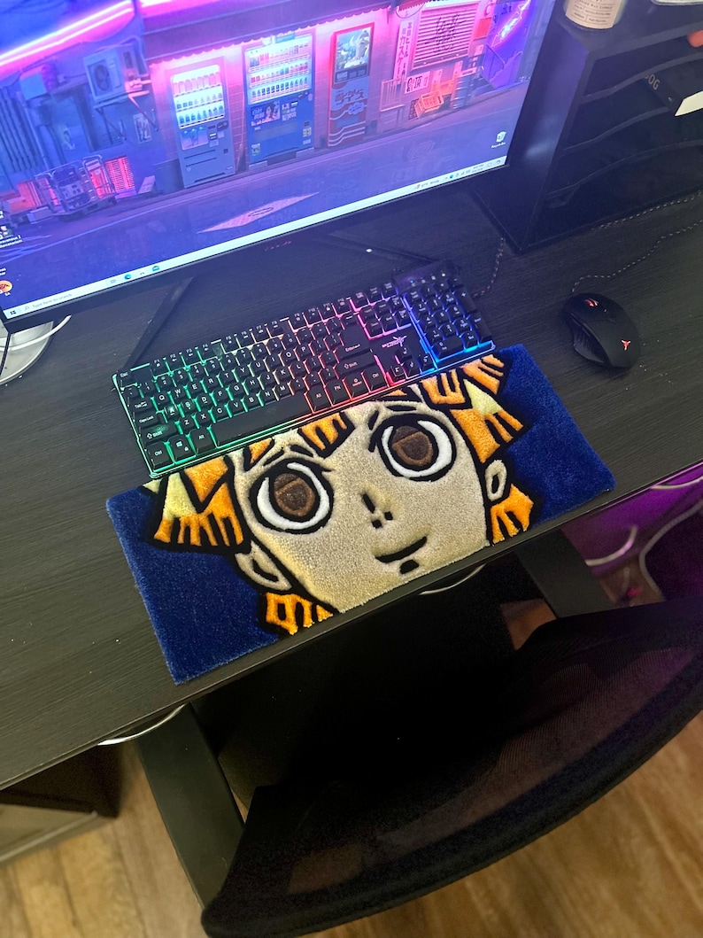 Handmade Tufted Zenitsu Demon Slayer Keyboard Rug - Etsy