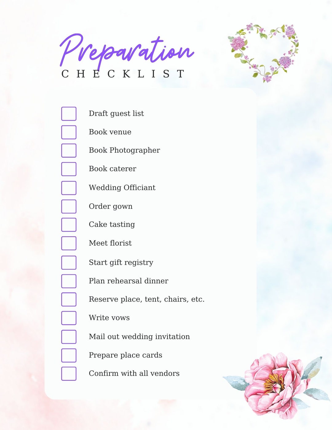 Wedding Preparation Checklist Wedding Checklist, Checklist, Wedding ...